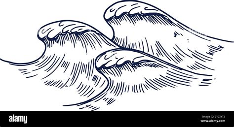 Ocean Storm Surface Blue Ink Waves Drawing Stock Vector Image And Art Alamy