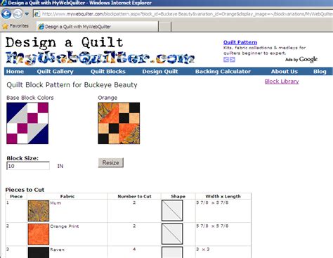 MyWebQuilter Com Quilt Block Patterns And Resizing