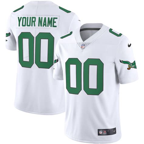 Philadelphia Eagles Kelly Green Vapor Throwback 90s Custom White Jersey