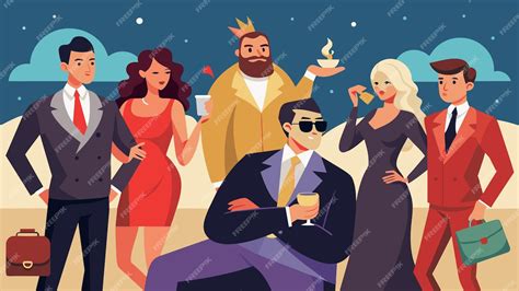 Premium Vector A Group Of Wealthy Socialites Who Flaunt Their