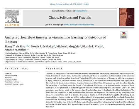 Analysis Of Heartbeat Time Series Via Machine Learning For Detection Of