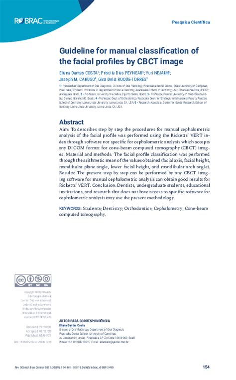 Pdf Guideline For Manual Classification Of The Facial Profiles By Cbct Image