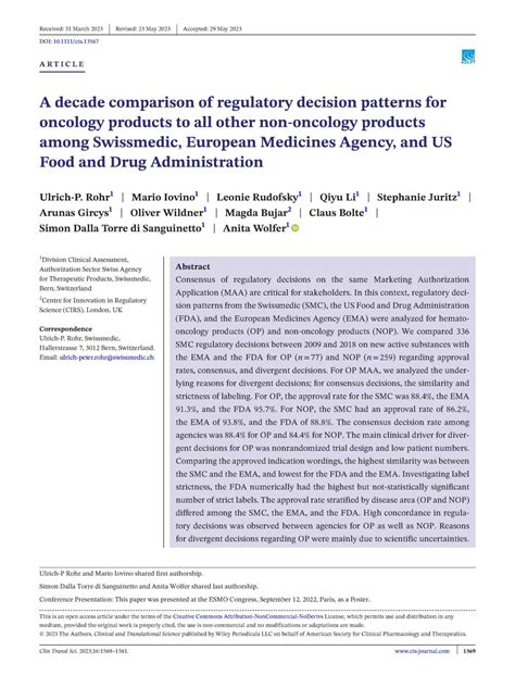 A Comparison Of Regulatory Decision Patterns For Oncology Products To