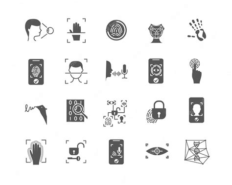 Premium Vector Biometric Authorization Line Icons
