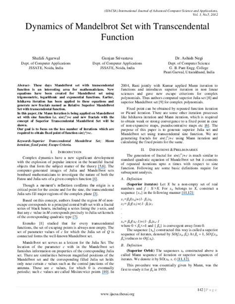 Pdf Dynamics Of Mandelbrot Set With Transcendental Function Gunjan