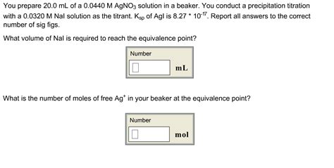 Solved You Prepare 20 0 Ml Of A 0 0440 M Agno 3 Solution In