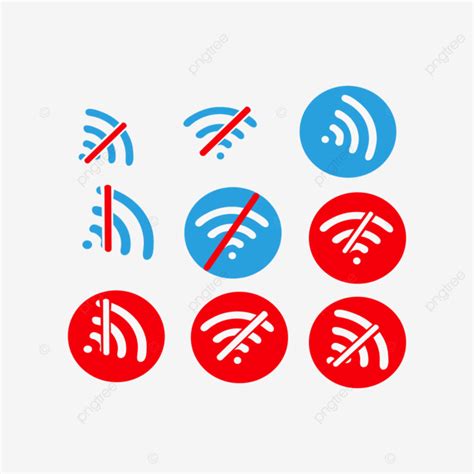 Set Of Red Blue Whote Wifi With Disconnect Not Working Sign Vector Illustration Wifi Wifi Icon