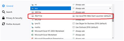Java Firefox Not Updating Application Associations In Preferences On