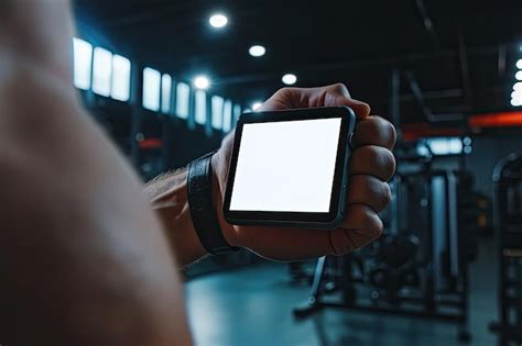 Premium Photo Bodybuilder Using A Smartwatch In The Gym
