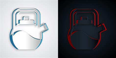 종이 는 회색과 검은 색 배경에 격리 된 핸들 아이콘으로 주전자를 잘라 주전자 아이콘 종이 아트 스타일 벡터 3차원 형태에 대한 스톡 벡터 아트 및 기타 이미지 Istock