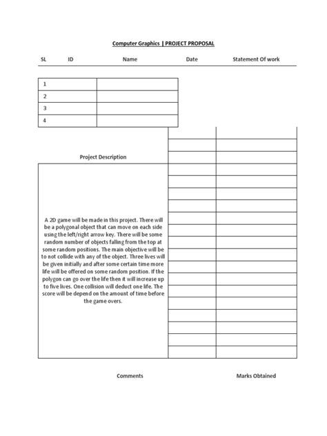 sl id name date statement of work computer graphics project proposal