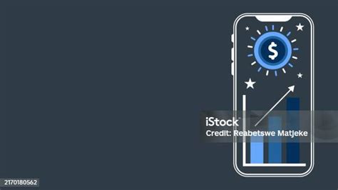 금융 기술 통계 정보 개념 달러 기호 동전 막대 그래프 상승 화살표 및 스마트 폰 레이아웃 아이콘 Brand Name Smart Phone에 대한 스톡 벡터 아트 및 기타