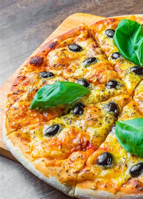 Pizza With Mozzarella Cheese Tomatoes Pepper Olive Spices And Fresh
