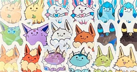 Mini Eeveelution Sticker Pack Pikachu Etsy