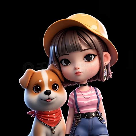 3dai数字艺术 3d手绘女孩和小狗狗甜蜜拍照3d渲染卡通风格成年男女黄色粉色蓝色服装自然动作插画 Ai立体元素免费下载 Png格式 4096像素 编号71486282 千图网