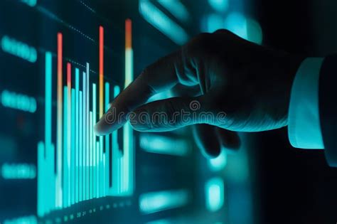 A Hand Interacting With A Digital Bar Graph Display Stock Illustration
