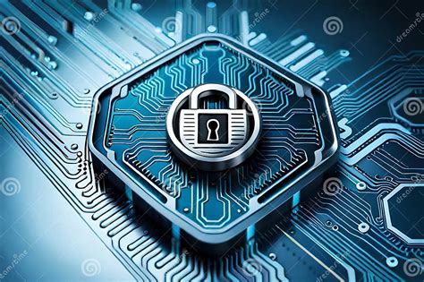 In This Abstract Cyberattack Block Concept A Shield With A Lock Icon Is Depicted On A Circuit