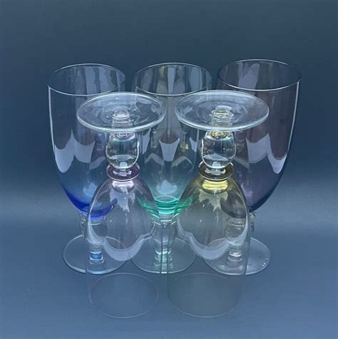 Vintage Stemware Set Of Drinking Glasses Block Crystal Water Etsy