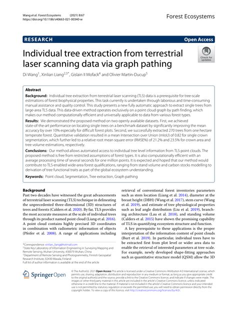 Pdf Individual Tree Extraction From Terrestrial Laser Scanning Data Via Graph Pathing