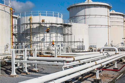 Premium Photo Worker Male Assembly In Progress Storage New Tank Oil Inspection Pipeline