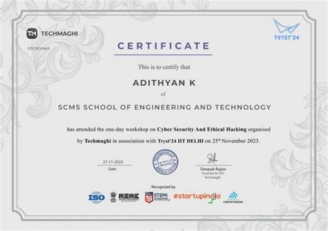 adithyan k on linkedin ethicalhacking cybersecurity techworkshop