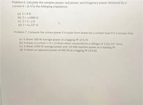 Solved Problem Calculate The Complex Power Real Power Chegg