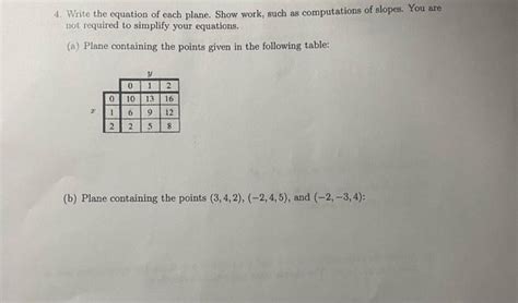 Solved 8 Write The Equation Of Each Plane Show Work Such