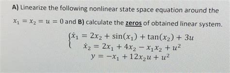 a linearize the following nonlinear state space