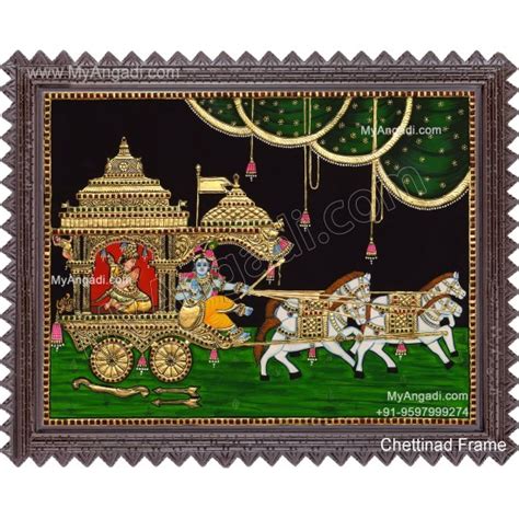 Geetha Saaram Tanjore Painting Geetha Saram Tanjore Painting Krishna Arjuna Chariot Tanjore