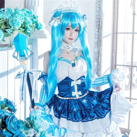 보컬로이드 하츠네 미쿠 코스프레 의상 2019 유키미쿠 스노우 프린세스ver 온리포미