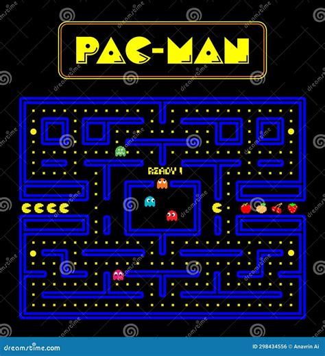 Pac Man Screen Retro Game Editorial Editorial Photo Illustration Of