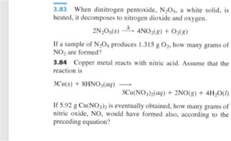 Solved 383 When Dinitrogen Pentoxide N Os A White Solid