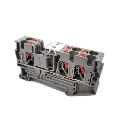 Pt 4 Twin Feed Through Push In Connection Din Rail Wiring Clamp