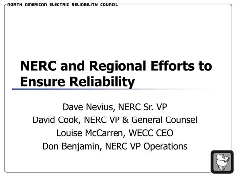 Ppt Nerc And Regional Efforts To Ensure Reliability Powerpoint Presentation Id 1050947