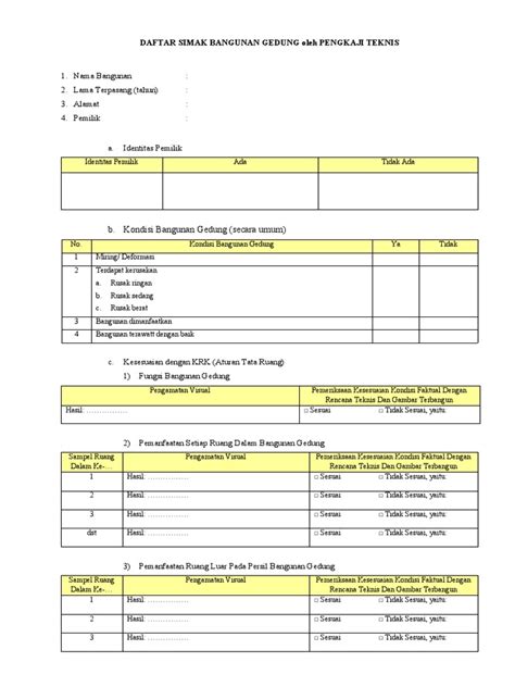 Daftar Simak Bangunan Pdf