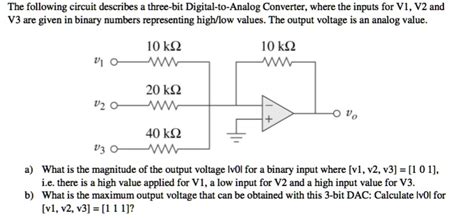 solved the following circuit describes a three bit digital to analog