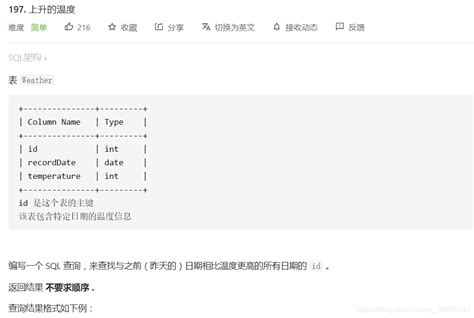 ＜数据库＞ Leetcode 197 上升的温度 Csdn博客