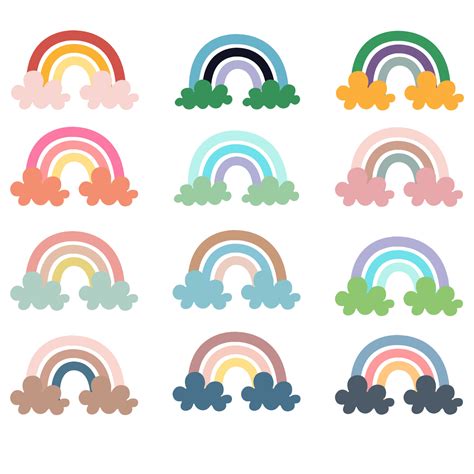 Cute Rainbow Cloud Vector Collection 11419431 Vector Art At Vecteezy