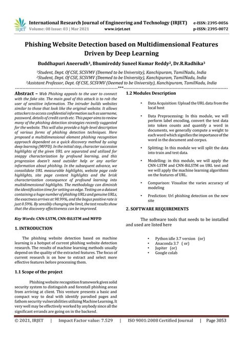 Irjet Phishing Website Detection Based On Multidimensional Features