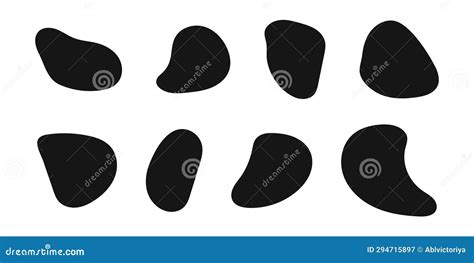 Black Irregular Shapes Organic Blobs Liquid Ink Stains Distorted Blots Silhouettes Isolated