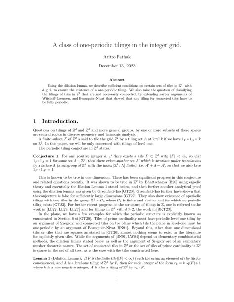 Pdf A Class Of One Periodic Tilings In The Integer Grid