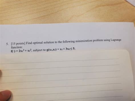 Solved Find Optimal Solution To The Following Minimization