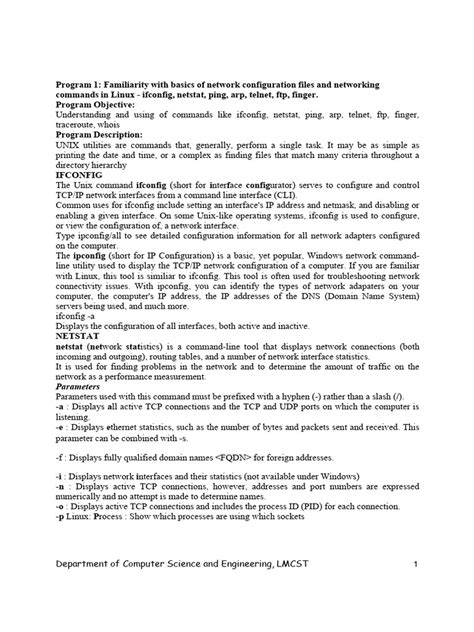 1 Network Familiarization Commands Pdf File Transfer Protocol