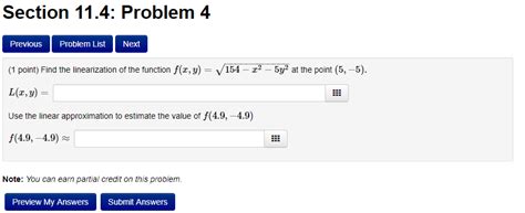 Solved Section 114 Problem 4 Previouss Problem List Next