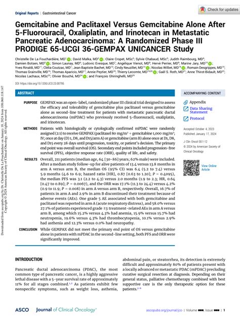 Pdf Gemcitabine And Paclitaxel Versus Gemcitabine Alone After 5 Fluorouracil Oxaliplatin And