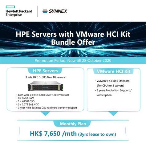 Synnex Hk 【推廣優惠】hpe伺服器 X Vmware Hci Kit月費計劃 聯強香港推出hpe Facebook