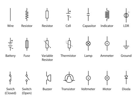 Premium Vector Set Of Electronic Circuit Symbols Schematic Circuit
