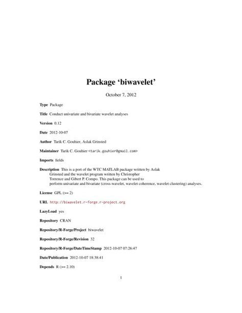 Package Biwavelet