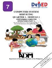 TLE MODULE CSS Q W Performing Computer Operations PART Pdf COMPUTER SYSTEM SERVICING