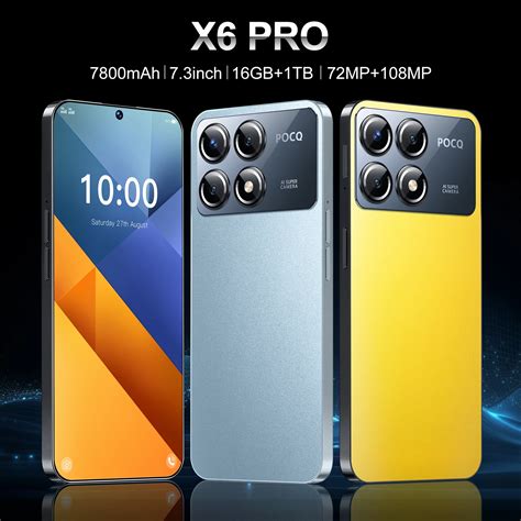 2025년 신형 X6 Pro 스마트폰 7 3인치 풀스크린 4g 5g 셀폰 16tb 1tb 7800mah 모바일폰 108mp 글로벌 버전 셀룰라 Gearbest